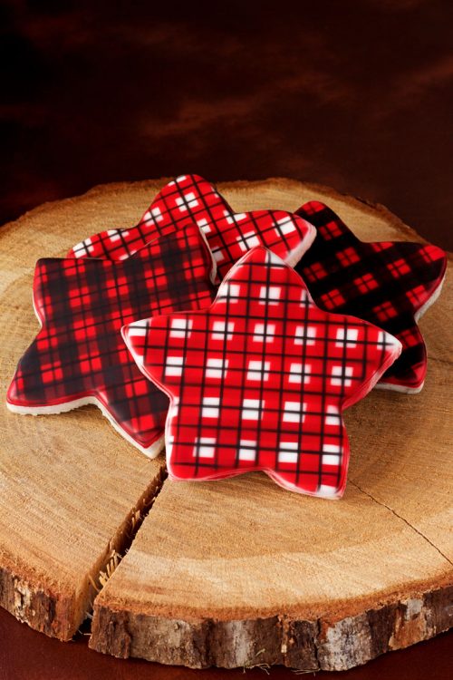 How to Airbrush Plaid Cookies - The Bearfoot Baker