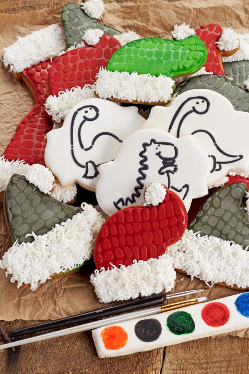 Dinosaur Christmas Cookies with a PYO Stencil - The Bearfoot Baker